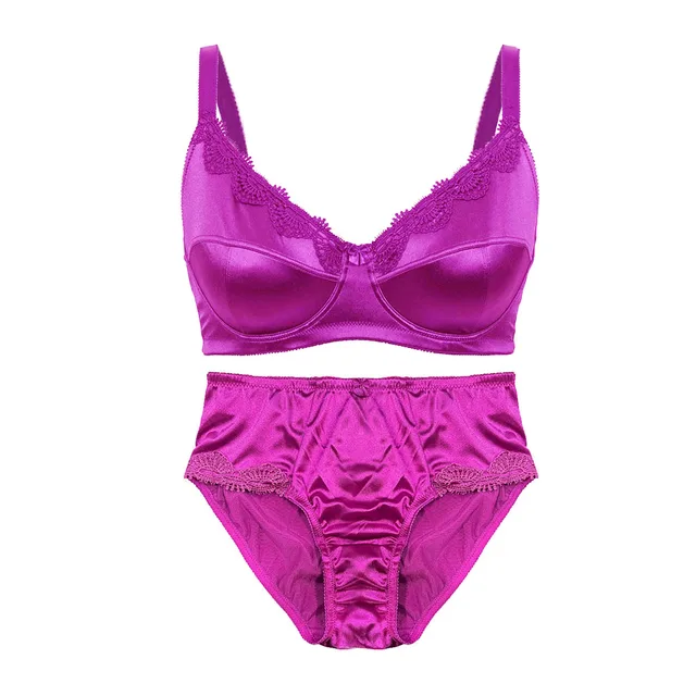 Mierside Women's Silk Bra Set Plus Size Unlined Smooth Underwire Bras ...