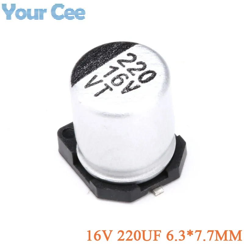 50pcs-10pcs-16V-220UF-SMD-Aluminum-Electrolytic-Capacitor-Capacitance-6 ...