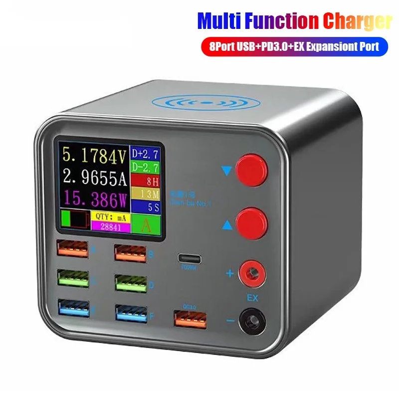 ILEPO-120W-Multi-Function-Charger-Station-With-LED-Screen-Display-8Port ...