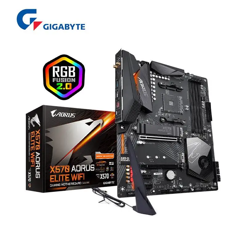 GIGABYTE-Placa-m-e-de-soquete-AM4-de-canal-duplo-GA-X570-AORUS-ELITE ...