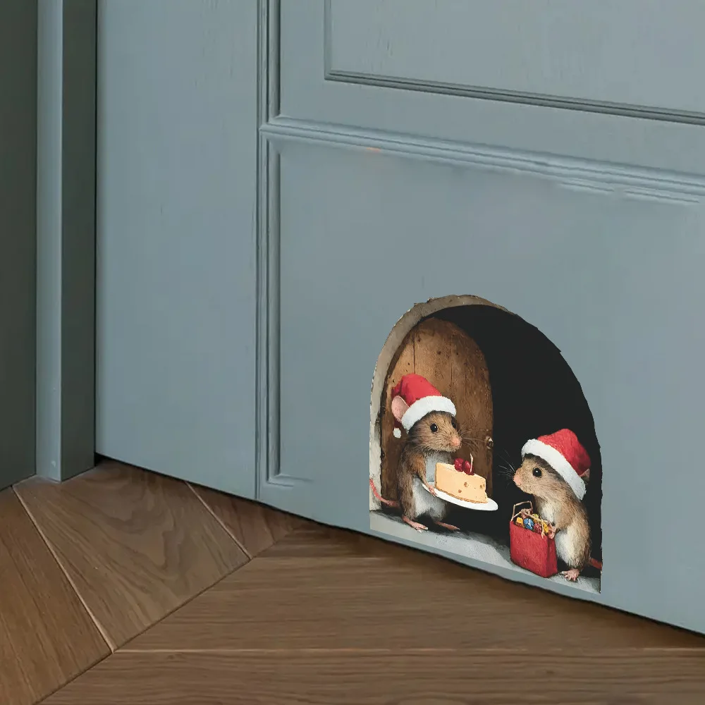 Cute Christmas Small Mouse Wall Stickers Xmas Decoration For Home Noel ...