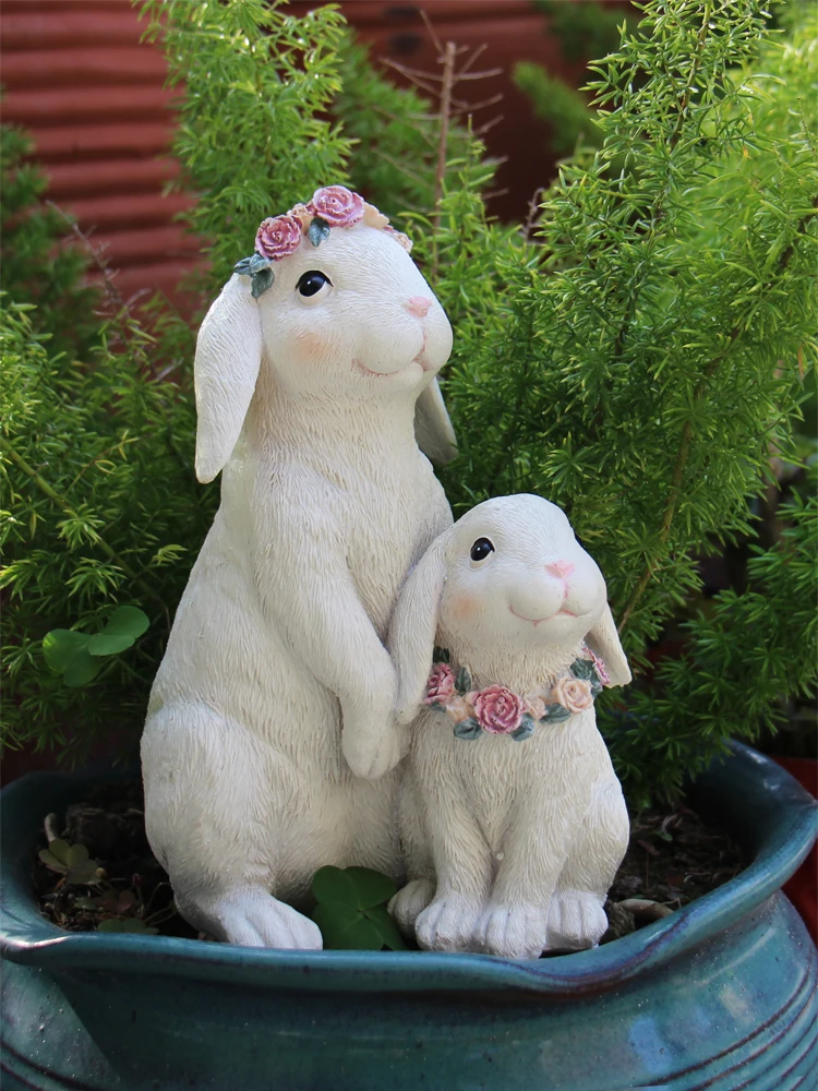 Wreath-Mother-And-Child-Rabbit-Resin-Ornaments-Double-Rabbit-Hanging ...