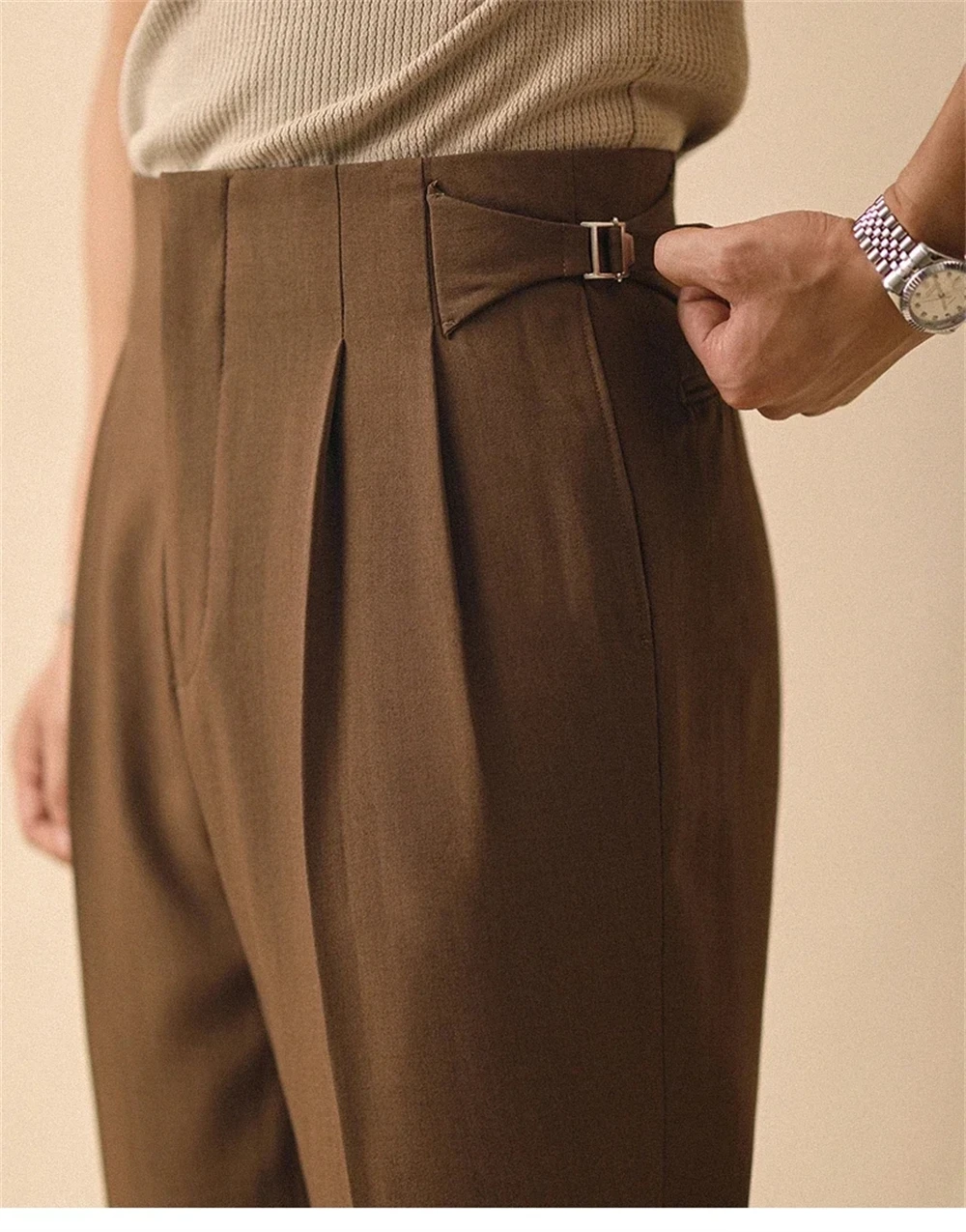 Men's Summer Straight Pants Paris Button Non Ironing Loose Fitting ...