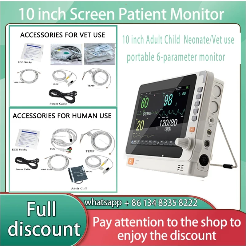 Port-til-6-Parameter-6-Parameter-Monitor-Paciente-10-Uso-Humano-ou-Vet ...