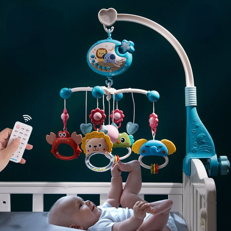 Baby Crib Mobile Rattles Toys Remote Control Star Projection Timing ...