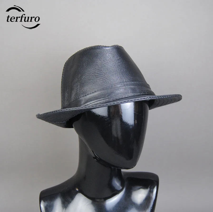 Autumn-Winter-Men-s-Real-Sheepskin-Leather-Caps-Big-Brim-Elegant-Jazz ...