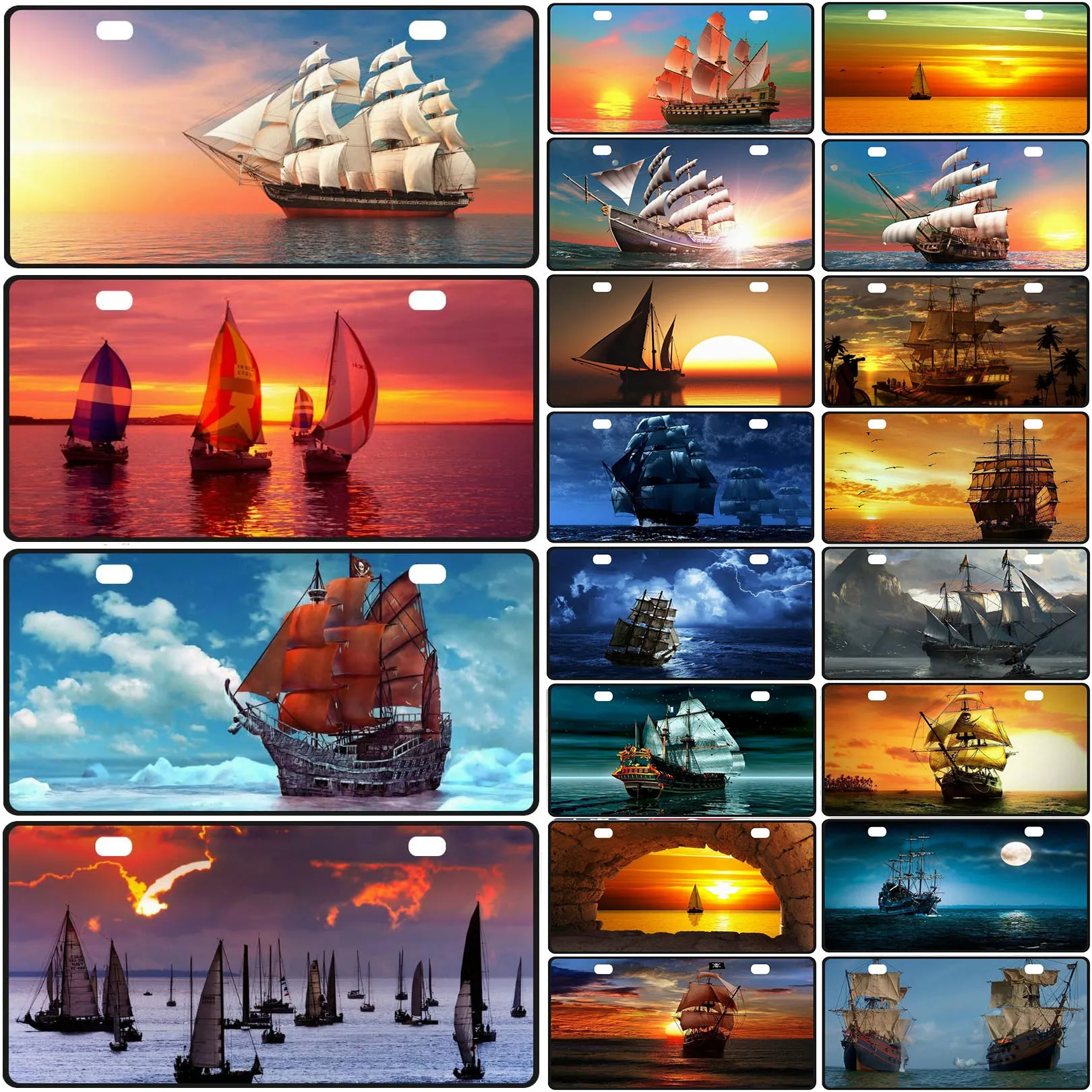 Ocean-Sailing-Boats-Ships-Metal-Tin-Signs-Vintage-Plaque-Auto-License ...