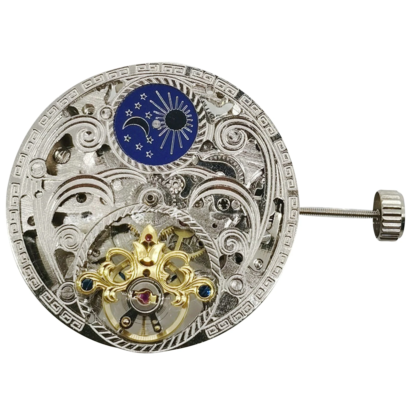 Watch Movement Tourbillon 3 Hands Moon Phase Skeleton Mechanical ...