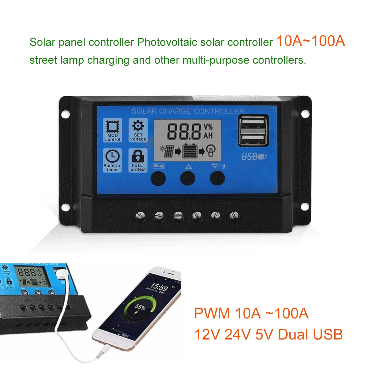 Professional-Solar-Panel-Controller-Battery-Charge-Regulator-2USB-12V ...