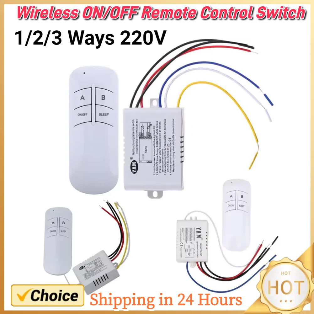 Wireless-ON-OFF-1-2-3-Ways-220V-Lamp-Remote-Control-Switch-Receiver ...