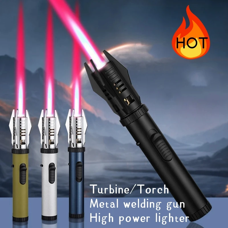 NEW-Turbo-Torch-Metal-Large-Fire-Windproof-Blue-Flame-Lighter-Kitchen ...