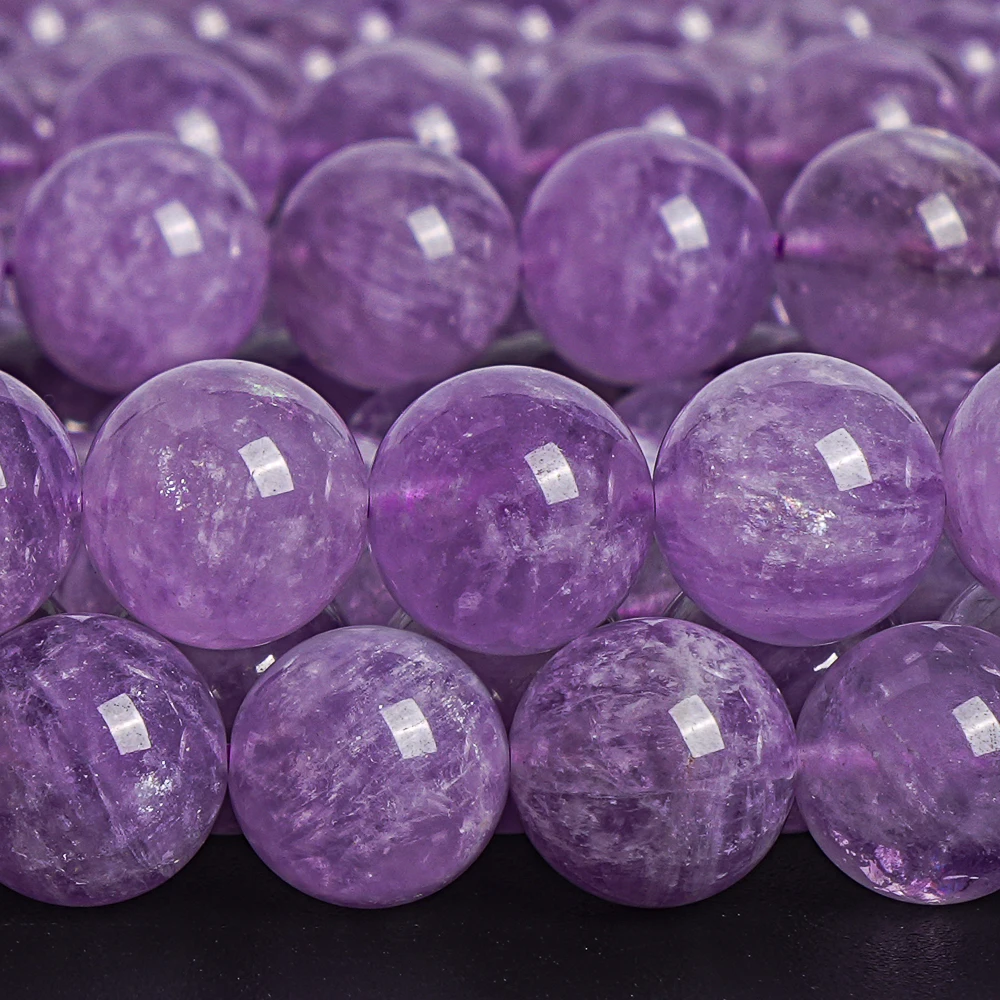 Natural Stone Lavender Purple Jade Beads Brazil Round Gemstone Beads ...