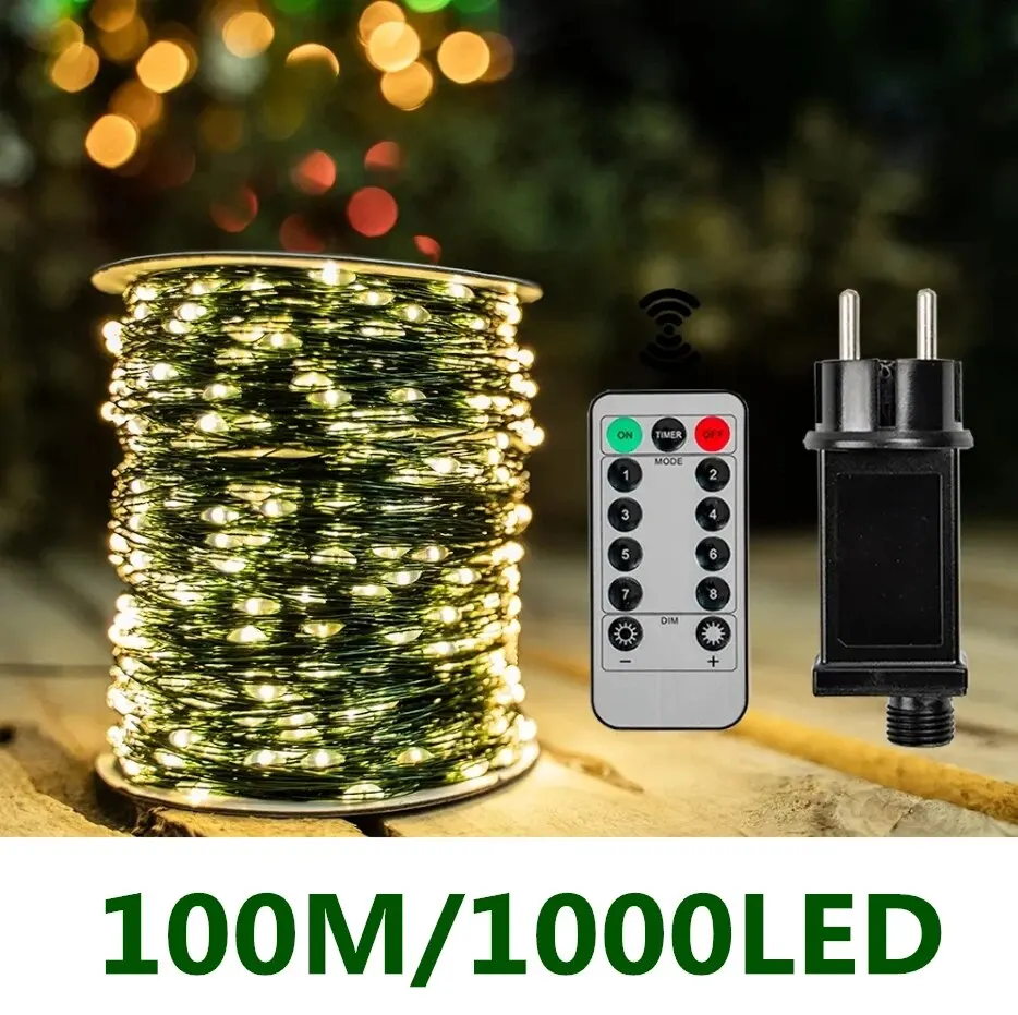 50m-100m-LED-Lichterketten-Fee-Weihnachts-girlande-Outdoor-Dekor-Lichter-wasserdicht-mit ...