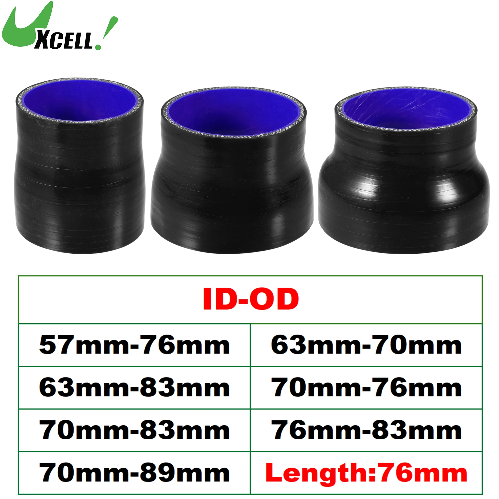 UXCELL-57mm-76mm-63mm-70mm-70mm-76mm-Reducer-Hose-Silicone-Hose-Coupler ...