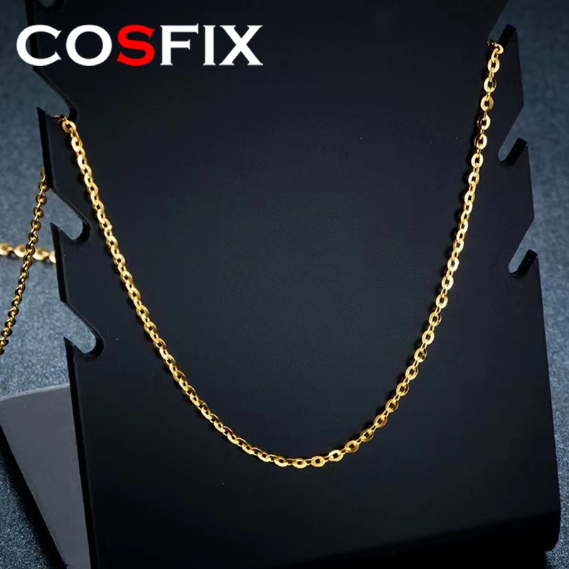 COSFIX-Real-18K-Gold-O-shaped-Chain-AU750-Pure-Gold-Necklace-For-Women ...