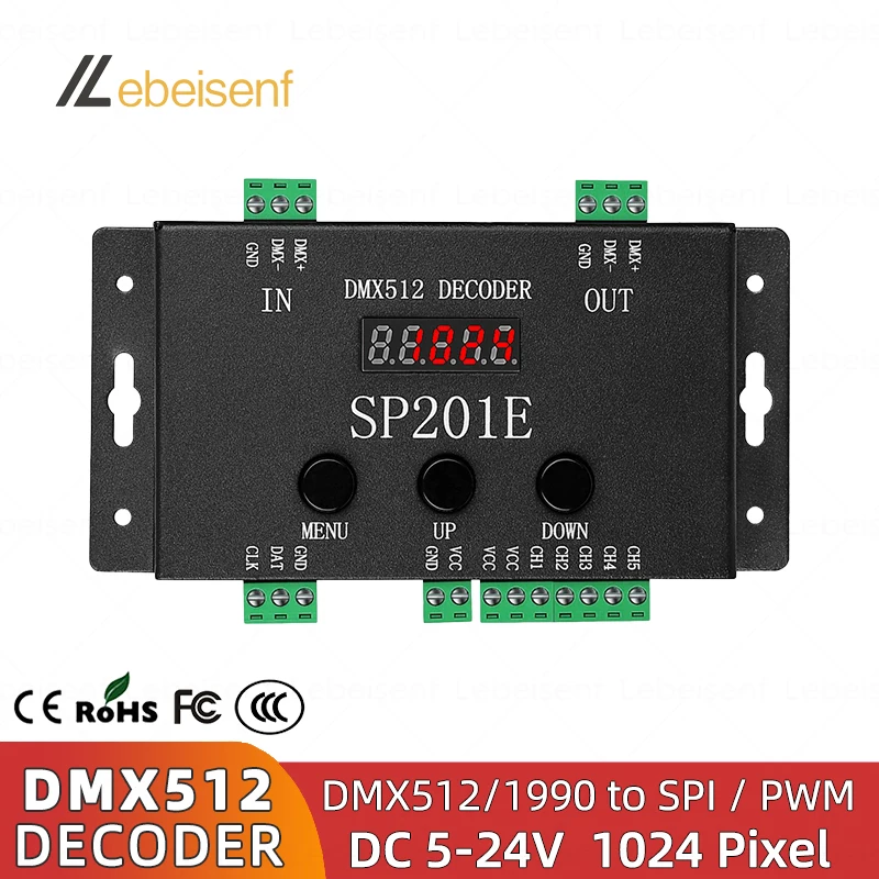 DECODER-DMX-Controlador-Conversor-LED-Endere-vel-1024-Pixels-PWM-Sinal-de-Escurecimento-5CH ...