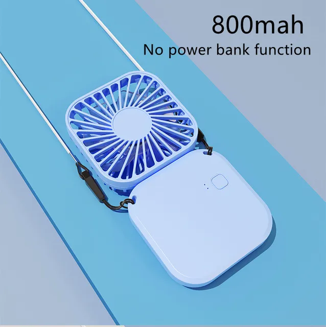 Hanging Neck Fans Mini Portable Folding USB Small Fan Mute Power Bank ...