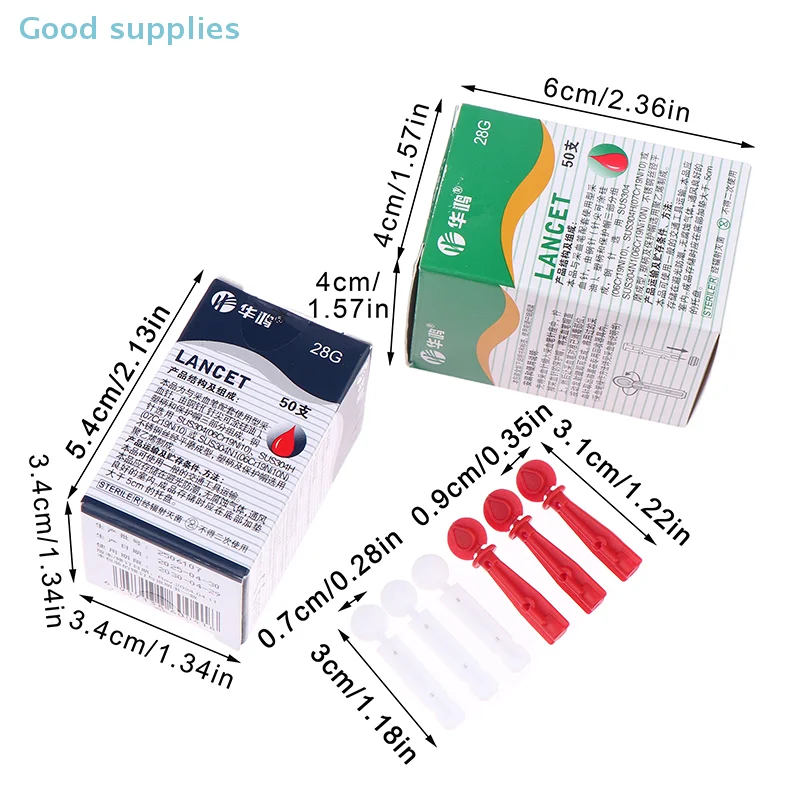 50Pcs Sterile Lancets Kit For 28G Pen Glucose Meter Disposable Needles ...