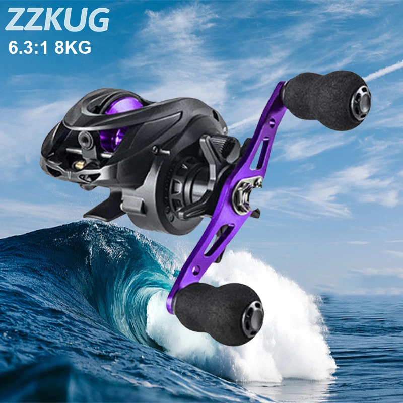 ZZKUG Ultra Smooth Baitcasting Reel Remsysteem 8KG Max Drag 6.3:1Ball Bearings 7.2:1 High Speed ...