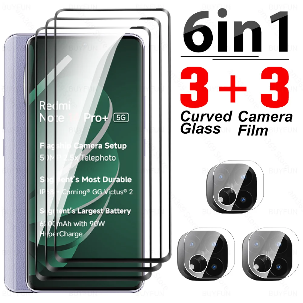 For Xiaomi Redmi Note 14 Pro+ Curved Glass 6in1 Tempered Glass Note14 ...