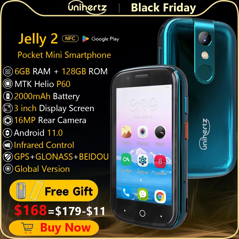 Unihertz Jelly 2 Group Mini Smartphone Android 11 Helio P60 Octa Core ...