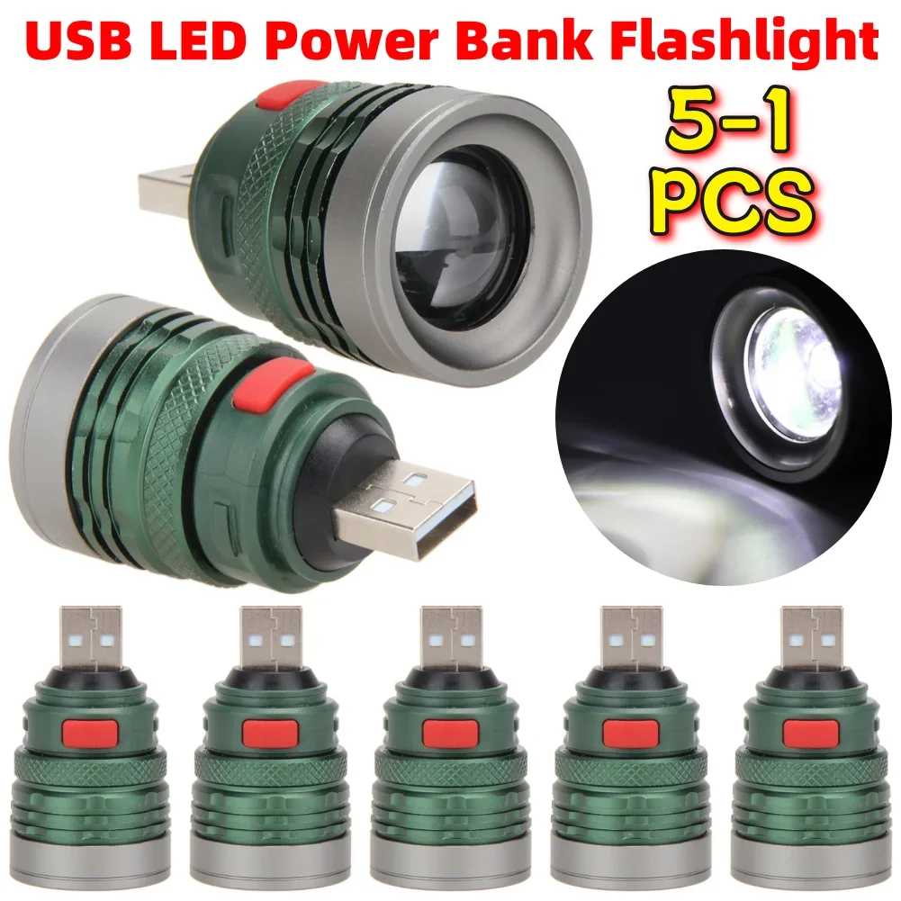 5-1PCS USB LED Power Bank Flashlight Head Lamp 3W Extension Light Torch ...