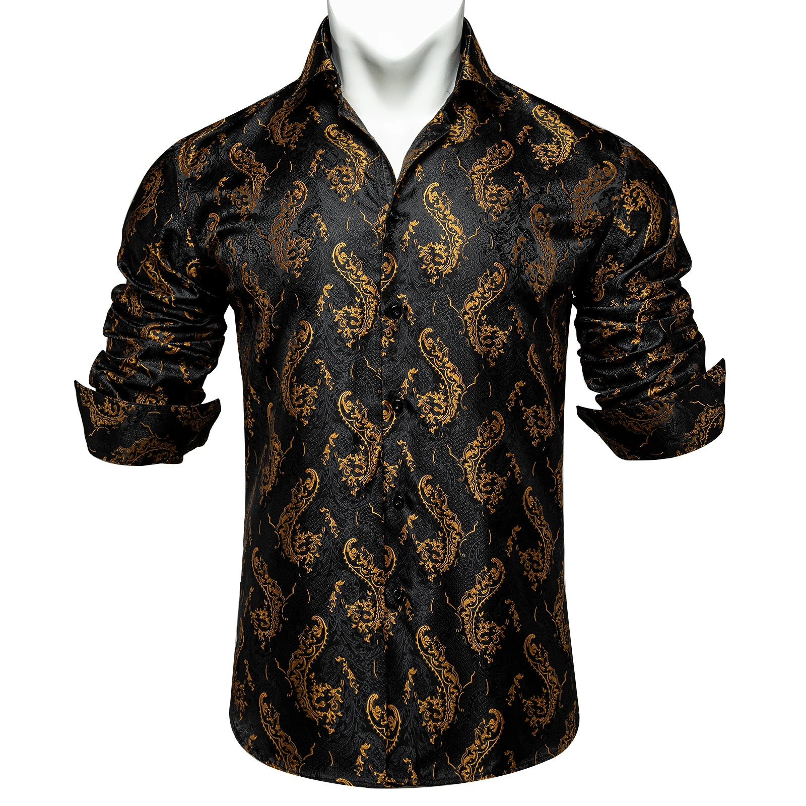 Black Gold Shirts Men | Gold Label Mens Dress Shirts | Mens Business Shirt Paisley - Shirts ...
