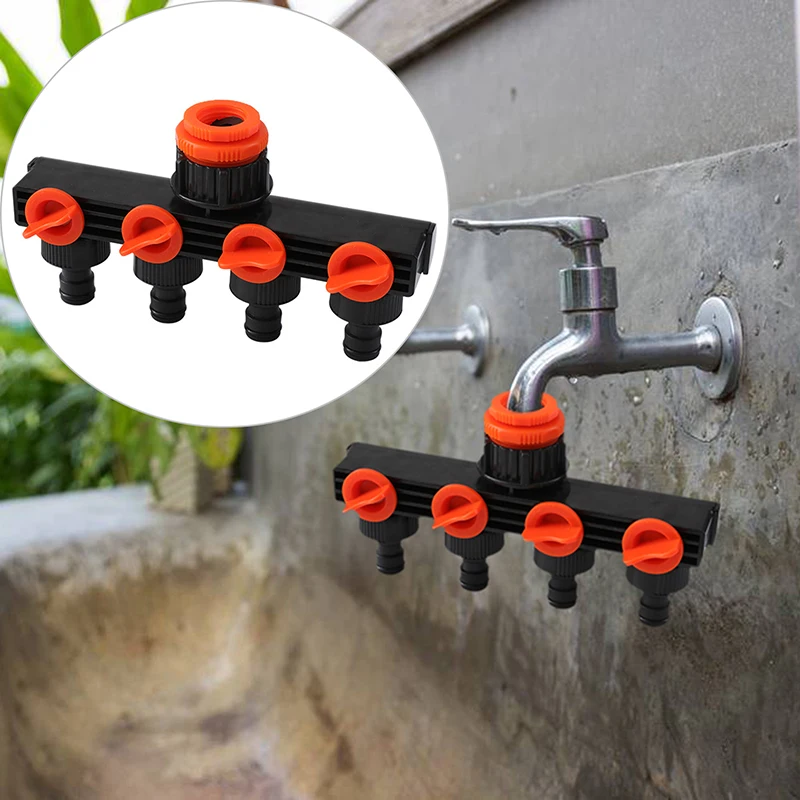 Garden Watering Irrigation Tools 4-way Tap Hose Splitter Drip Manifold ...