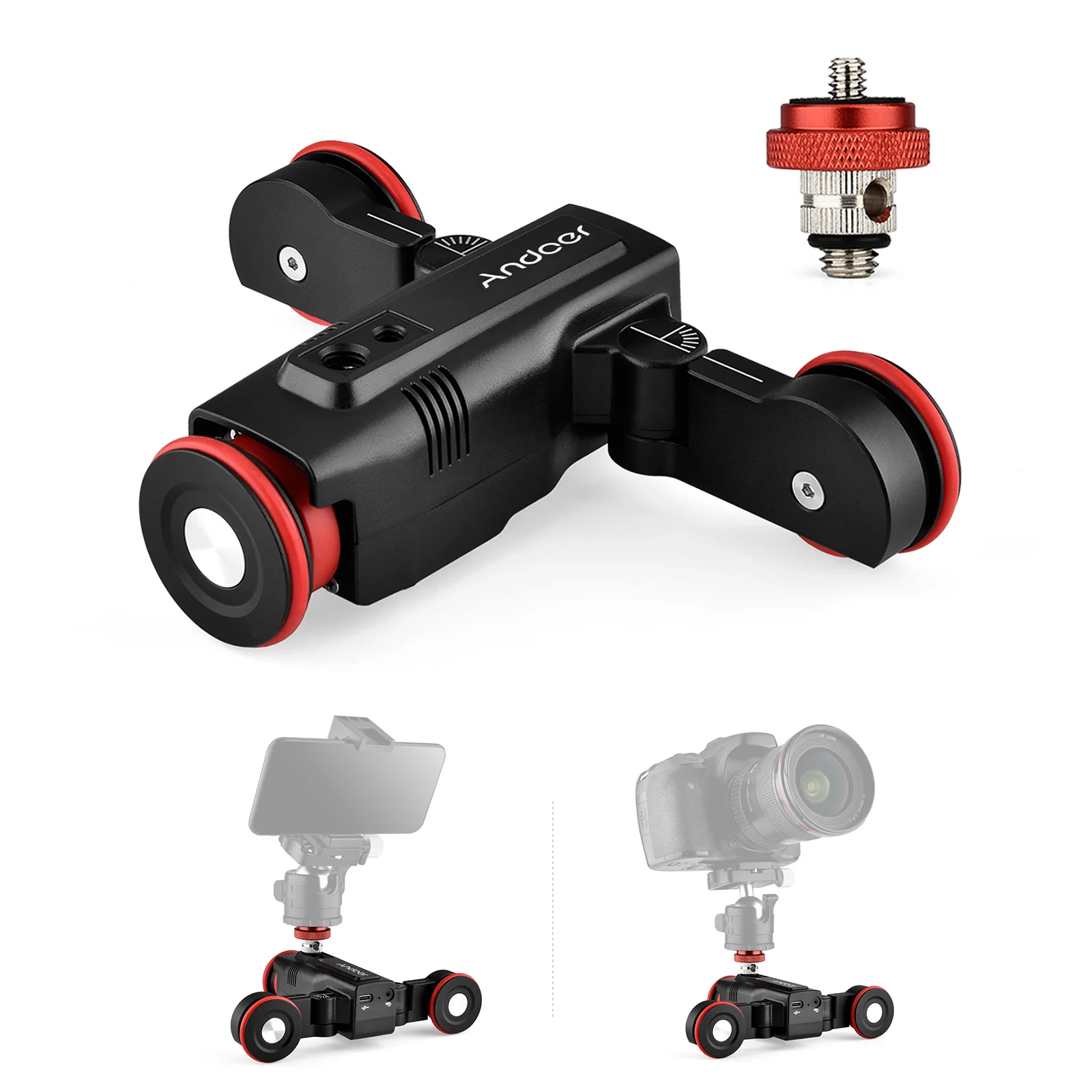 Andoer-L5i-Camera-Video-Auto-Dolly-3-Wheels-Motorized-Slider-Dolly-Car ...