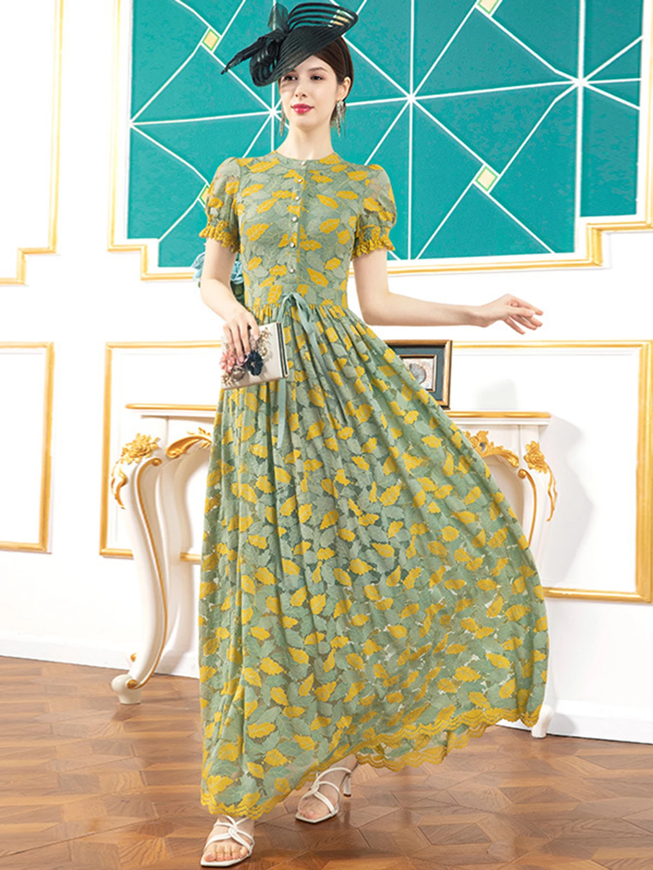 Vestido-largo-de-encaje-Floral-para-mujer-maxivestido-de-lujo-ahuecado-Vintage-ropa-de-noche ...