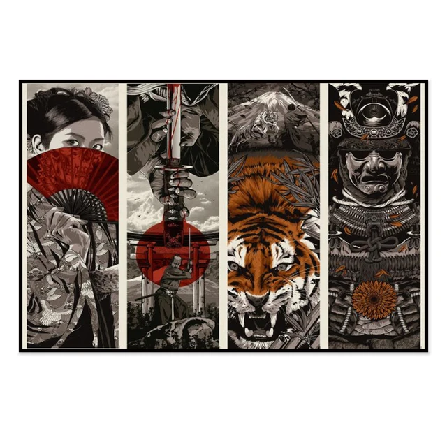 Japanese Samurai Wall Art Poster Vintage Mural Modern Home Decoration ...