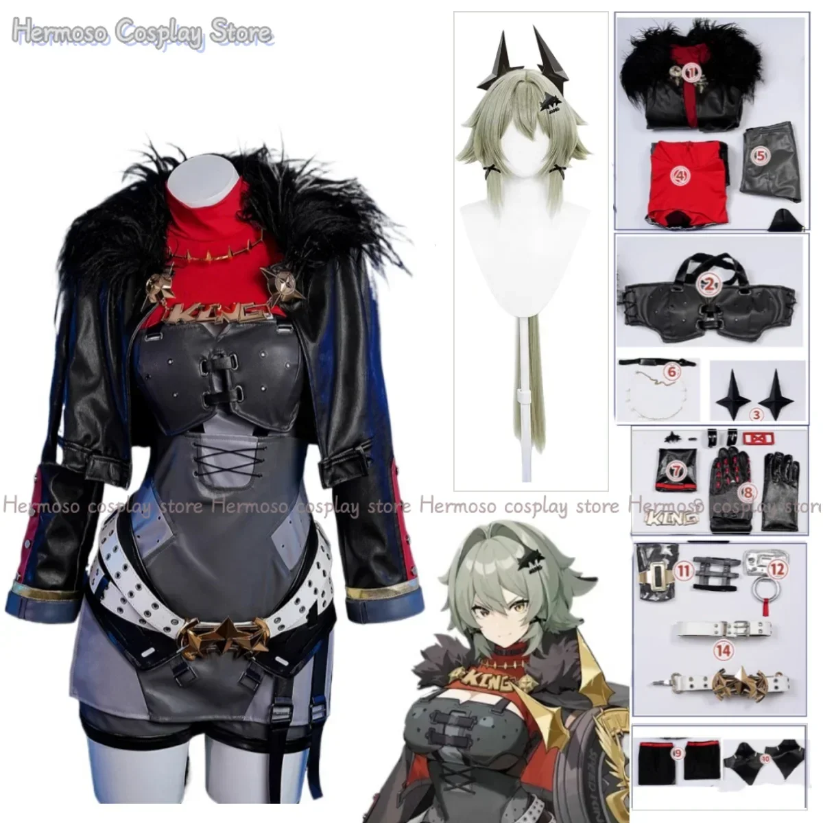 Jogo-Zenless-Zone-Zero-Cosplay-Traje-com-Peruca-Uniforme-Caesar-King ...