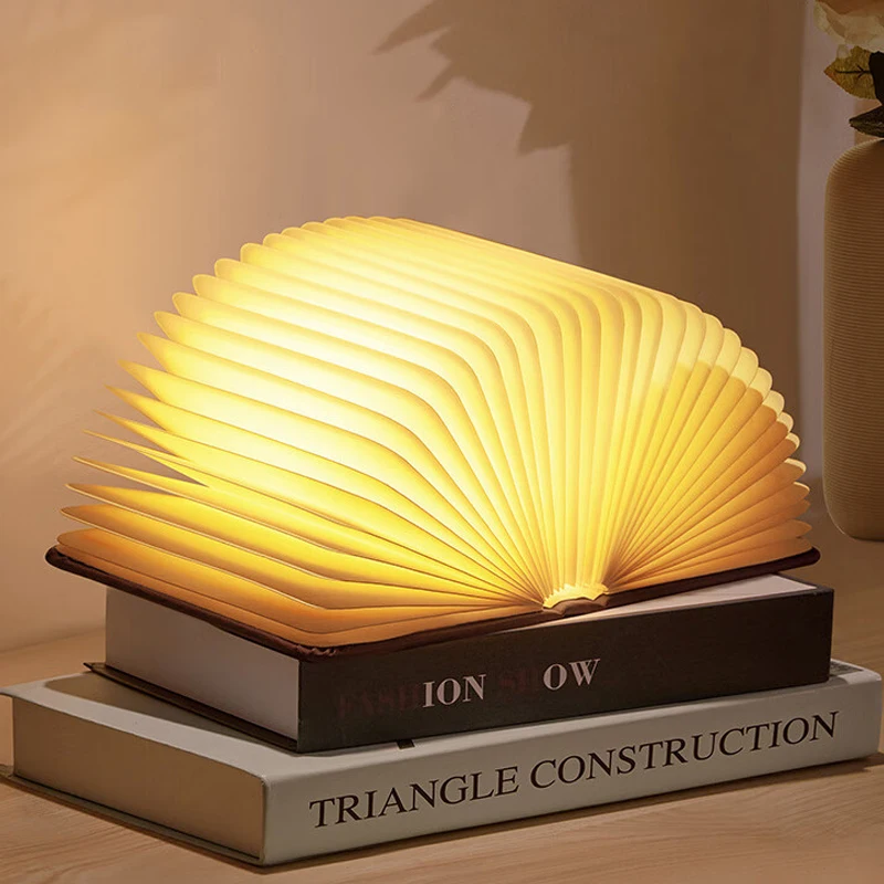 USB-Rechargeable-Nightlight-Warm-White-LED-Wooden-Foldable-Mini-Book ...