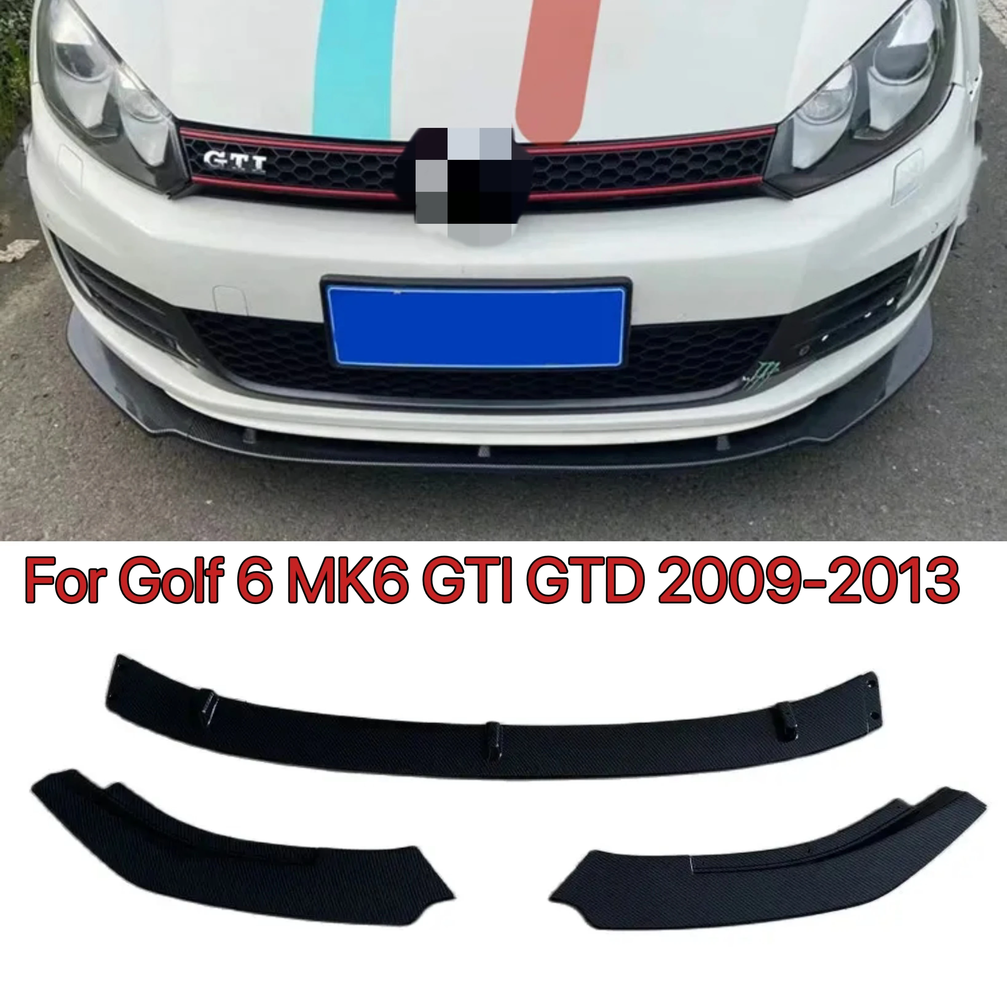 For-Volkswagen-VW-Golf-6-MK6-GTI-GTD-2009-2013-Front-Bumper-Lip-Spoiler ...