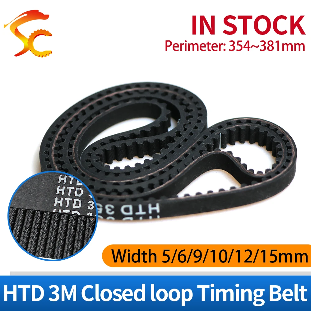 HTD 3M Timing Belt 3M 357/360/363/366/369/372/375/378/381mm rubber ...