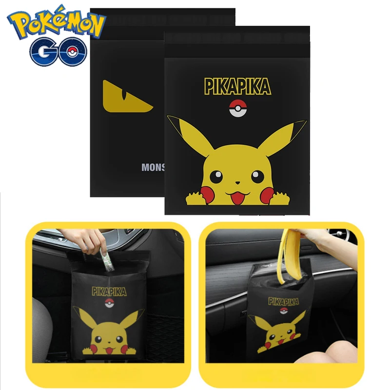 10Pcs pokemon pikachu Car Trash Bag Sticky Car Trash Can Cleaning Bag ...