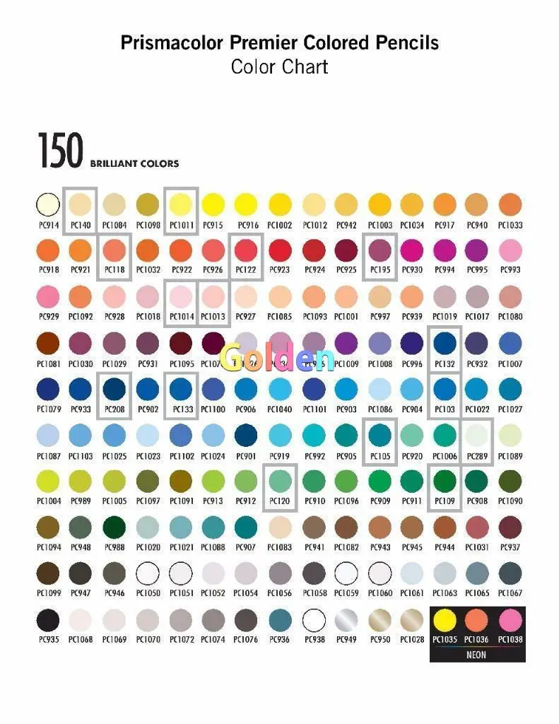 Prismacolor Pencils Color Chart