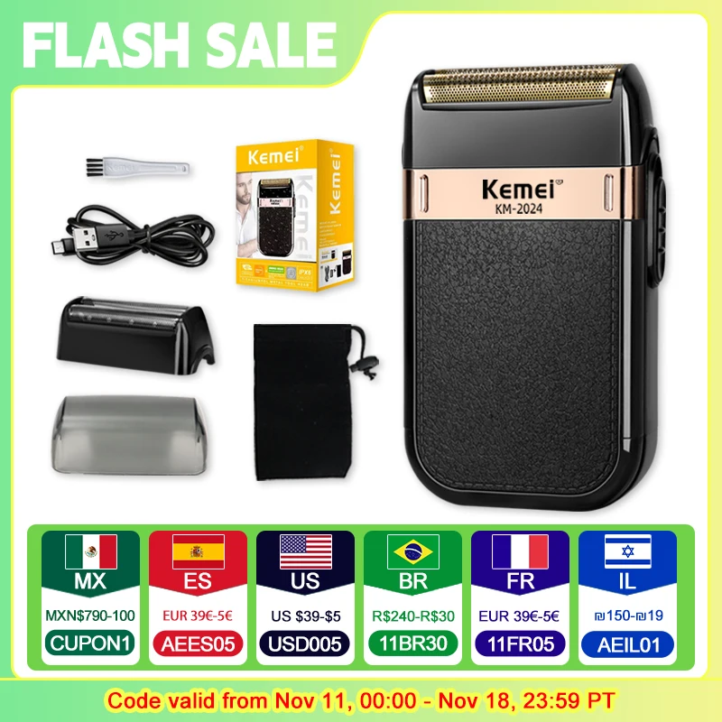 Kemei-2024-Rasoir-lectrique-pour-Hommes-Double-Lame-tanche-Rasoir-Sans ...