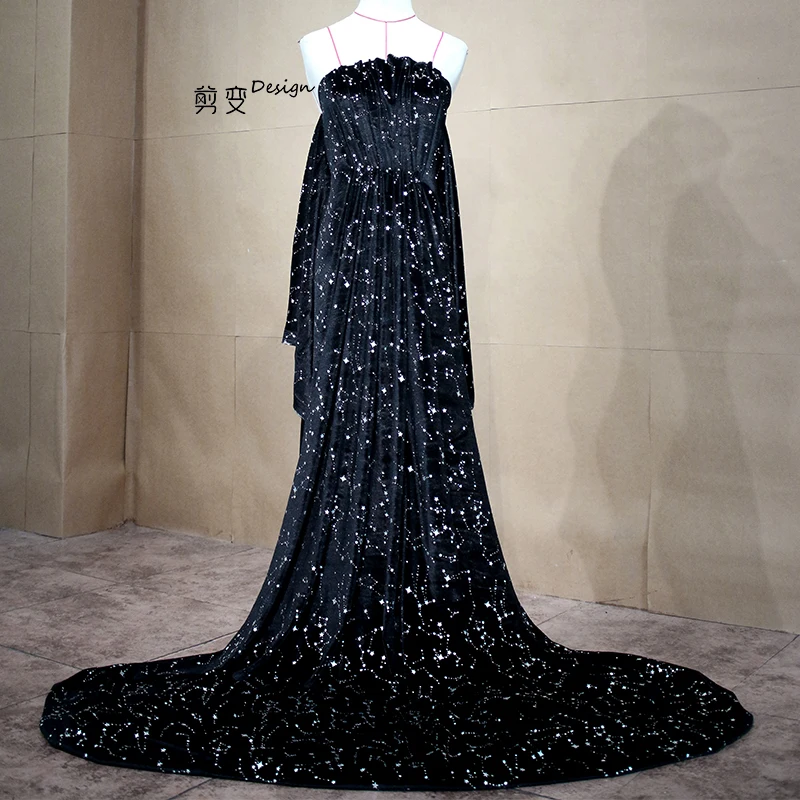 Black-Diamond-Velvet-Gold-Velvet-Dress-Designer-Fabric-Wholesale-Cloth ...