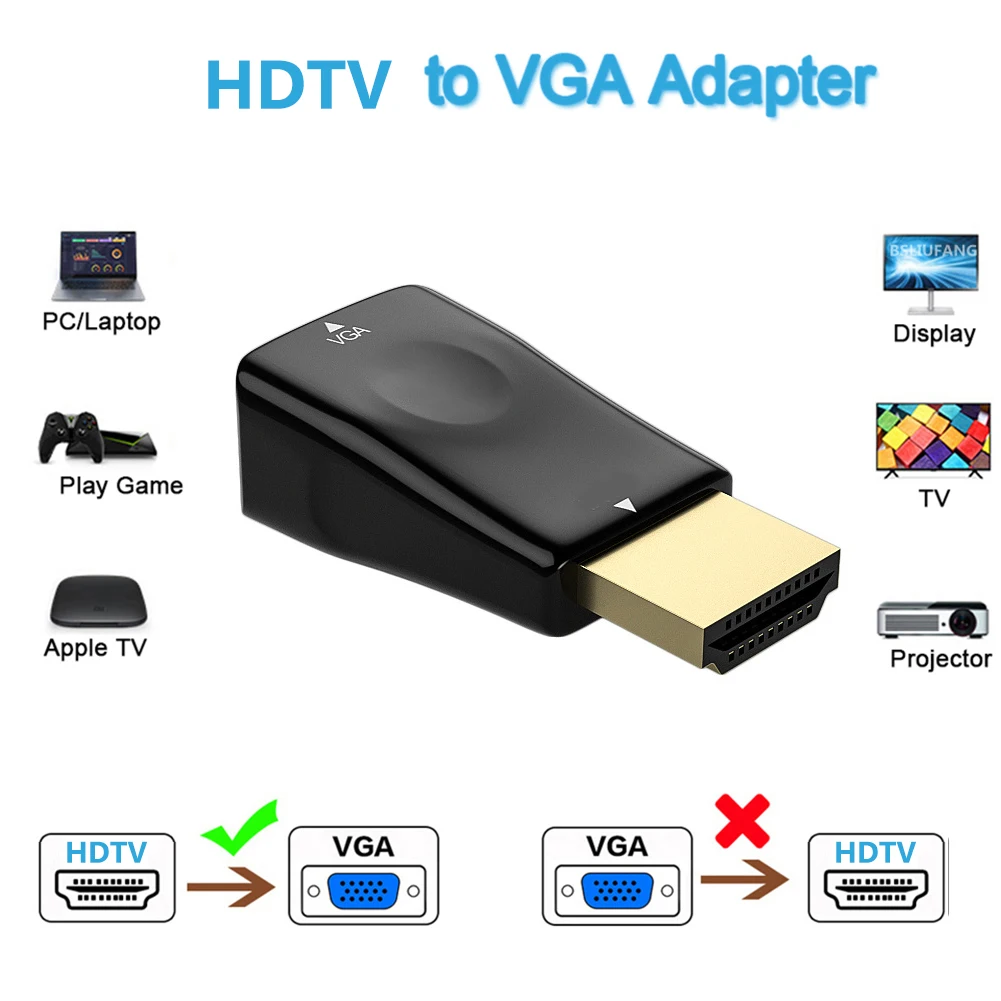 HDMI-compatible-To-VGA-Adapter-Male-To-Famale-HD-1080P-VGA-Output-Audio ...