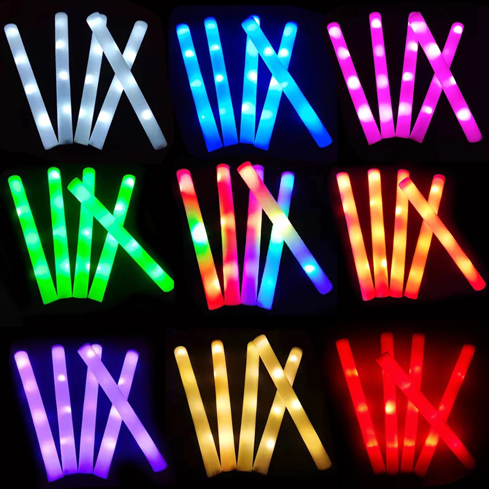 10-1Pcs-LED-Glow-Sticks-Colorful-RGB-Fluorescent-Luminous-Foam-Stick ...