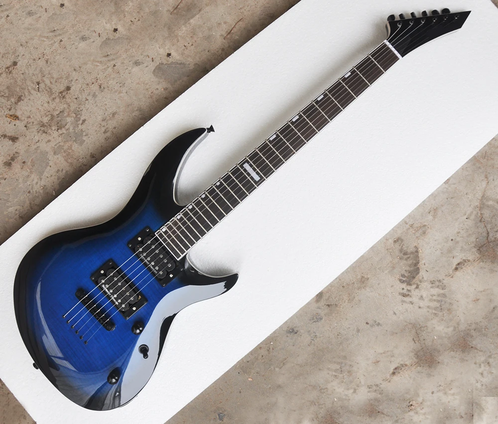 Blue-6-Strings-Electric-Guitar-with-Humbuckers-Rosewood-Fretboard ...