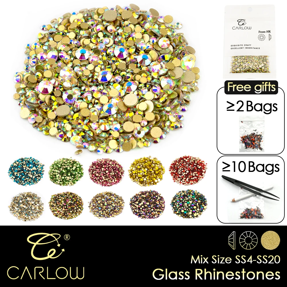 CARLOW-SS4-SS20-47-Colors-Non-Hotfix-Crystal-Glass-Rhinestones-Gold ...