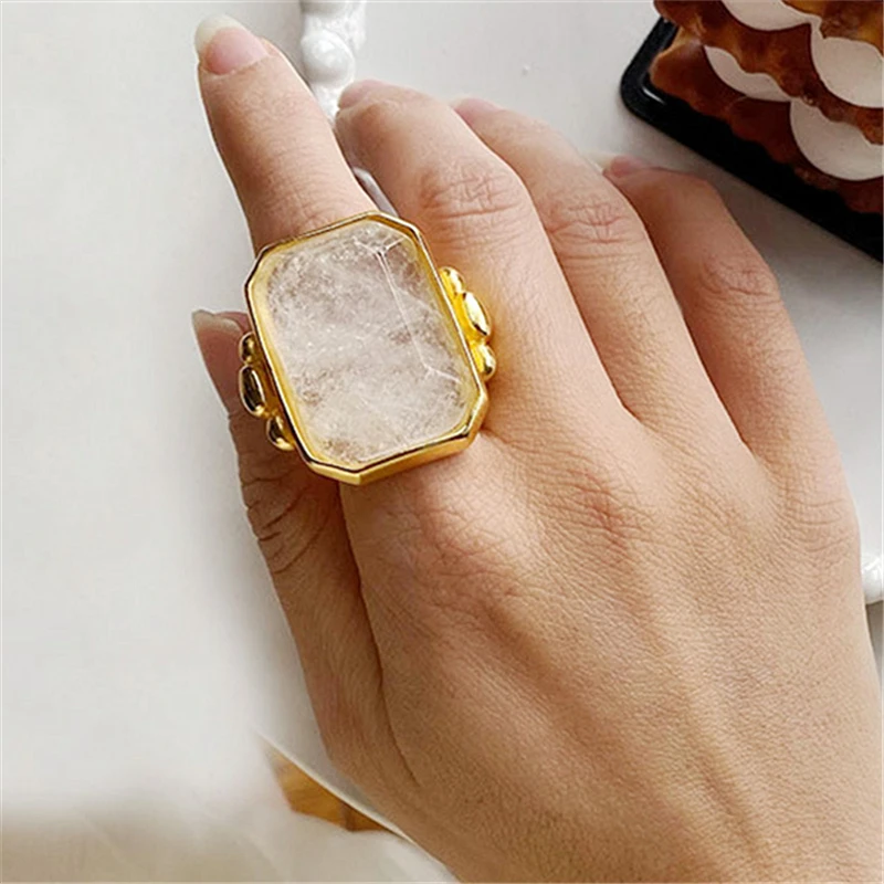 HUANZHI-European-American-Fashion-Large-Square-White-Crystal-Natural ...
