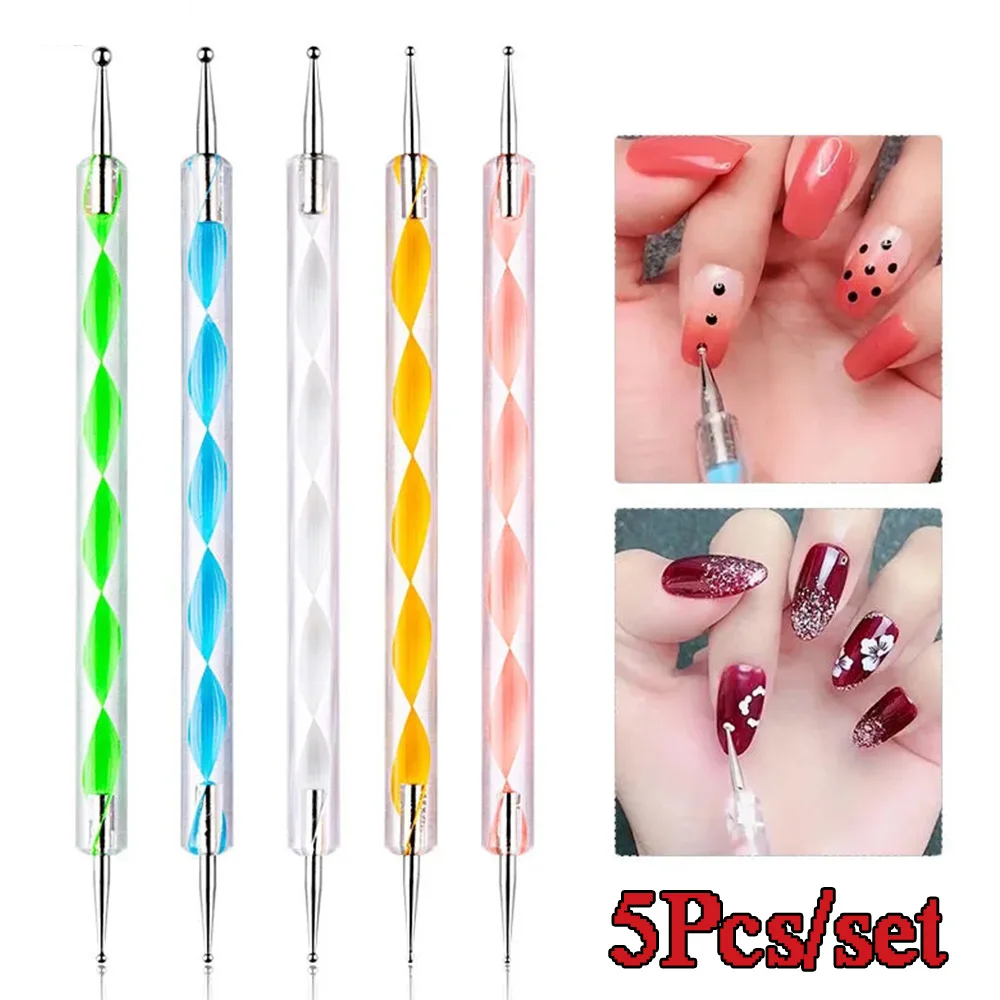 5pcs-Set-Two-Way-Nail-Art-Dotting-Pen-Embossing-Stylus-For-DIY-Design ...