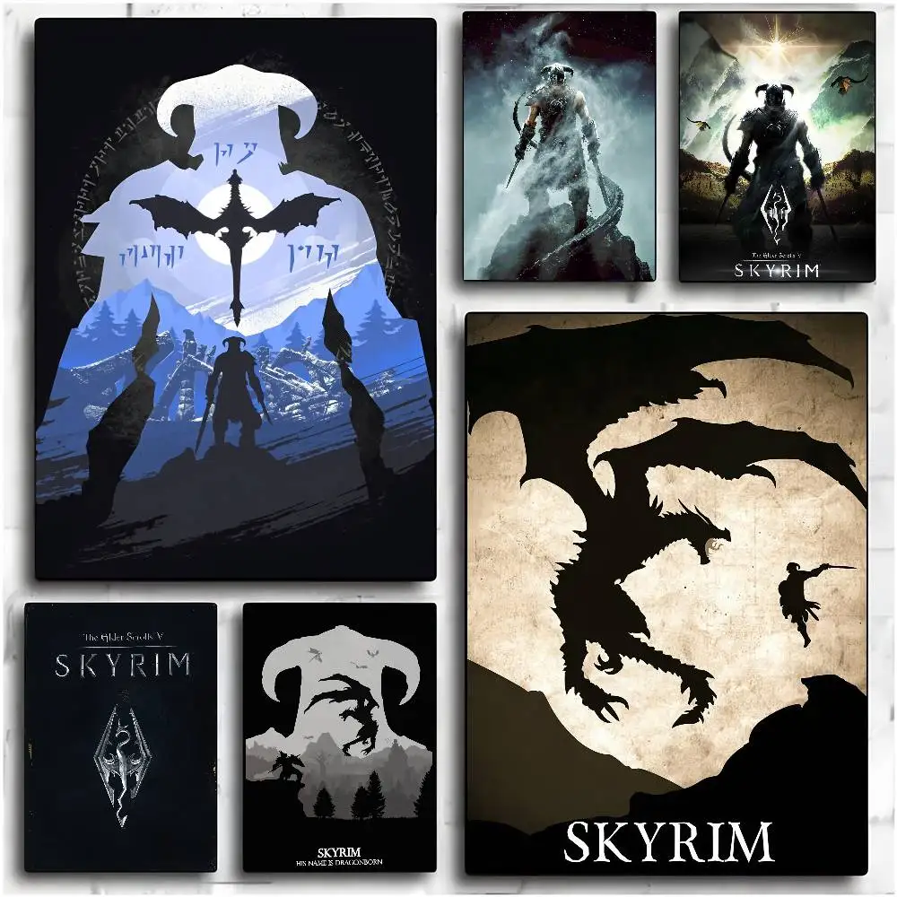 The E-Elder S-Scrolls S-Skyrim Poster No drilling required leaves no ...