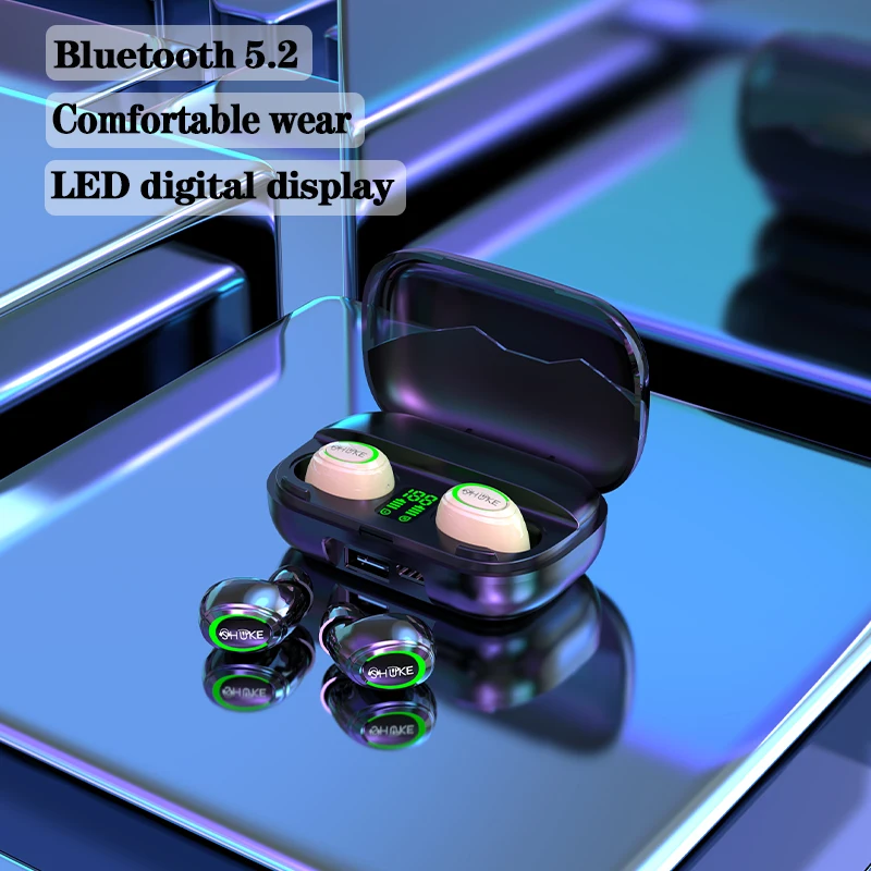 Auriculares TWS inalámbricos por Bluetooth, cascos con micrófono, estéreo, 15 horas de tiempo de ...