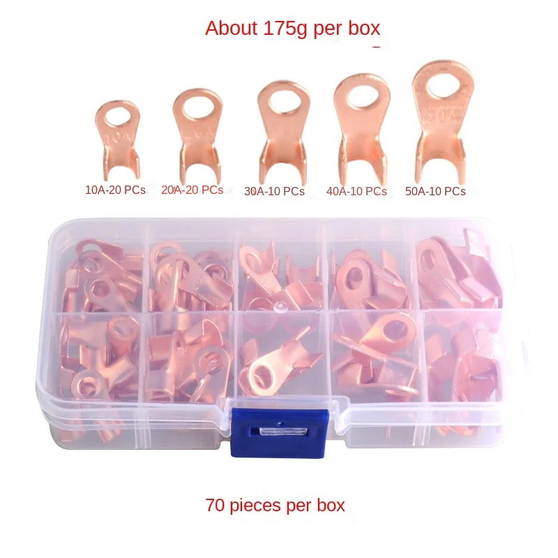 70Pcs-Copper-Battery-Cable-Connector-Terminal-Open-Lugs-Wire-Terminals ...
