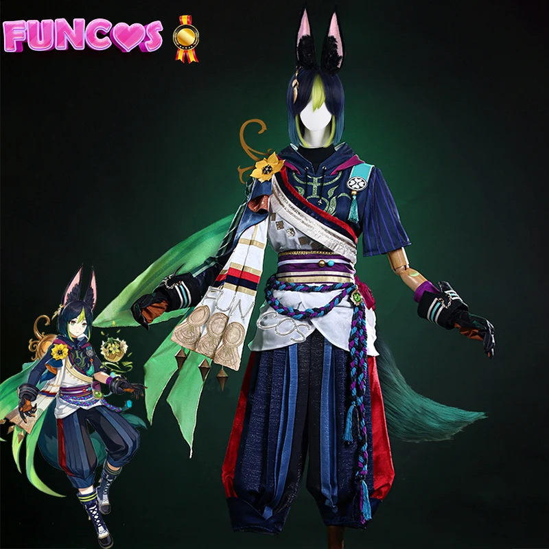 Tighnari Cosplay Costume Genshin Impact Wig Ears Tail Uniform Cloak ...