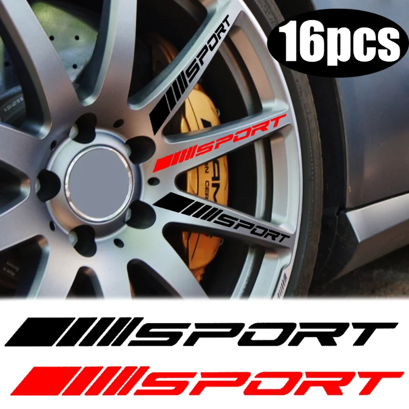 4/8/16pcs Fashion Tire Rims SPORT Letter Stickers Car Wheel Hub Styling ...